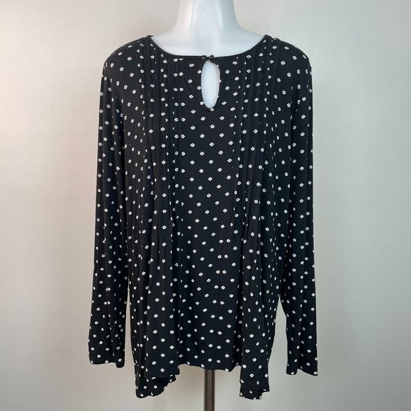 J. Jill | Tops | J Jill Top Medium Black Daisy Pintuck Wearever Stretch ...
